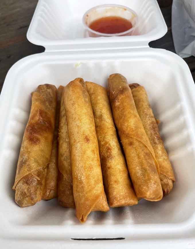 Golden, crispy lumpia that'll make you forget every sad egg roll you've ever encountered at the mall food court.