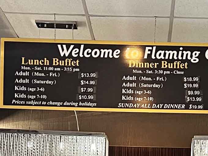 The pricing board tells a story of value that would make your accountant weep tears of joy and approval.