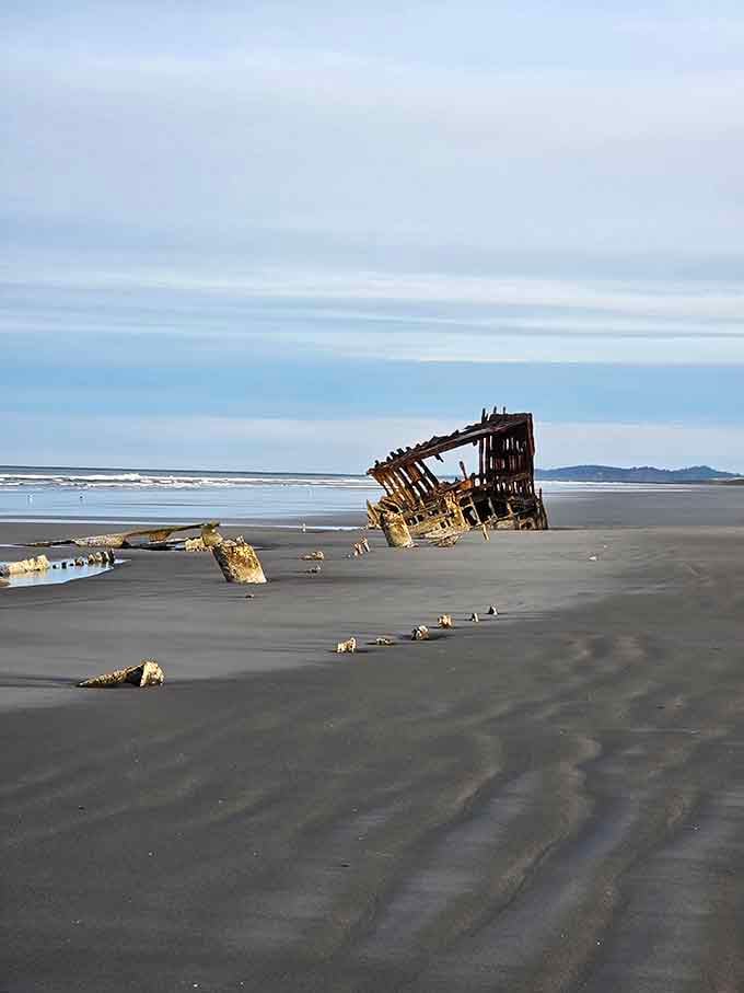 Over a century of Pacific storms couldn't sink this ship's spirit, just its hull into Oregon's sandy embrace.