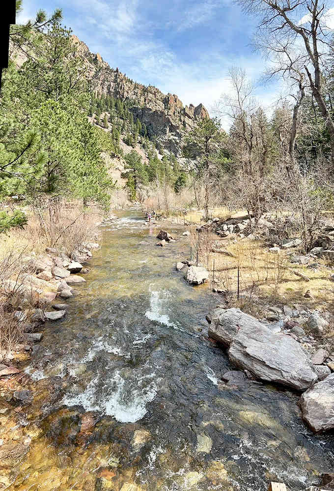 South Boulder Creek flows with that perfect mountain stream soundtrack, bubbling along like nature's own symphony orchestra.