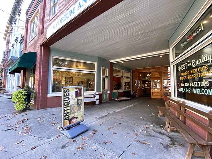 When antique shops invite you in with wooden benches and autumn leaves, resistance is absolutely futile.