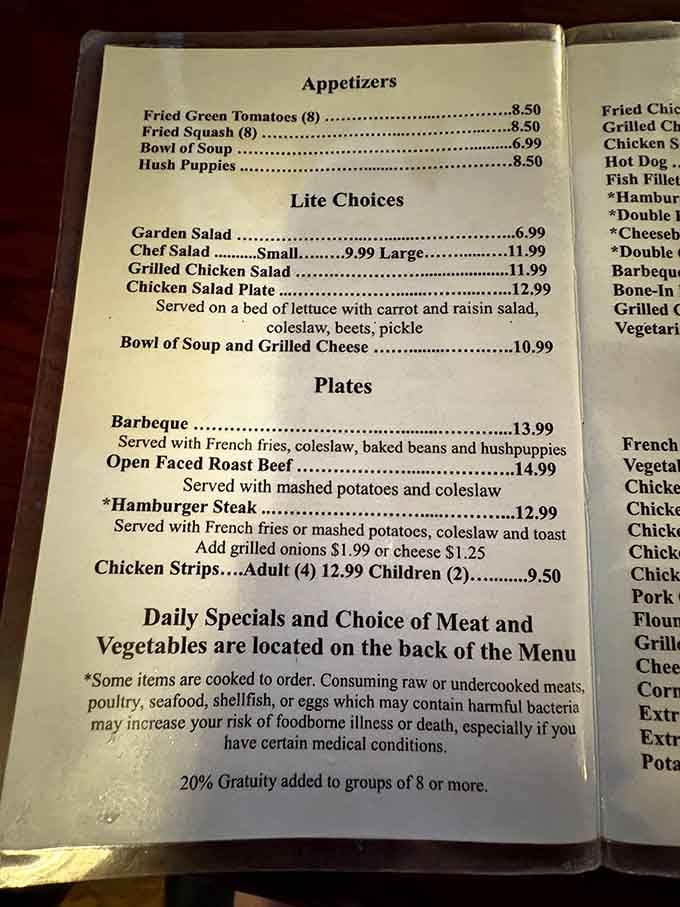 When a menu lists hushpuppies and fried green tomatoes right up front, you know they understand what really matters in life.