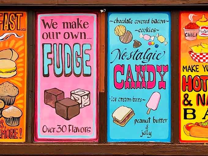Over 30 fudge flavors plus nostalgic candy? This menu reads like your childhood dreams finally came true.