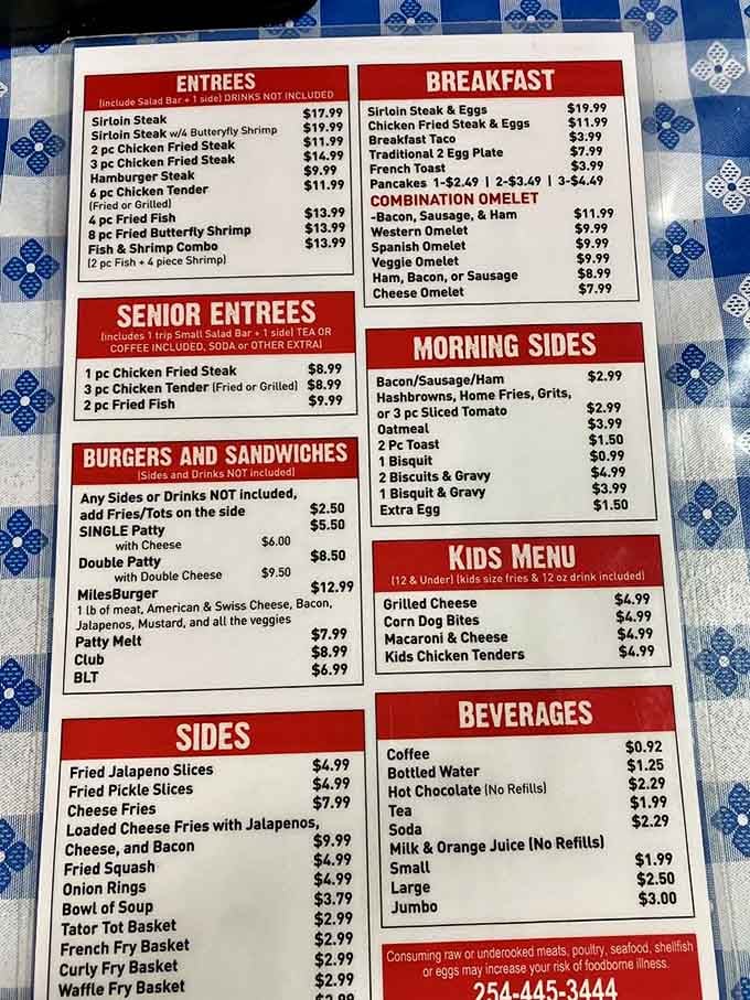 This menu offers everything from chicken fried steak to burgers, but the buffet is where legends are made.