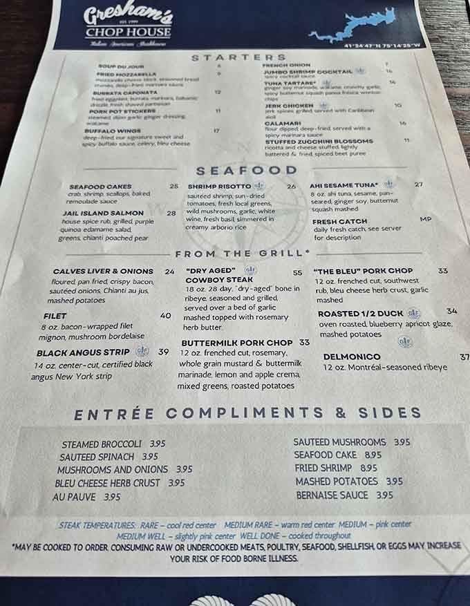 This menu reads like a greatest hits album of surf and turf, featuring everything from tuna tartare to cowboy steaks.