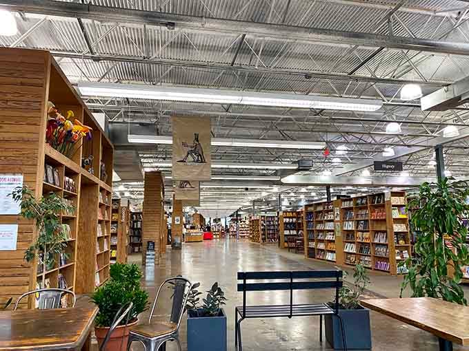 Wide aisles and endless shelves create a browsing experience that feels more like exploration than shopping.