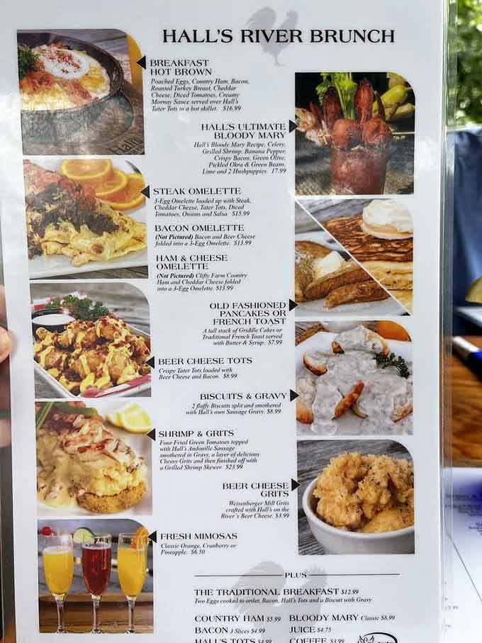 Hall's River Brunch menu proves that beer cheese grits are exactly what breakfast has been missing all along.