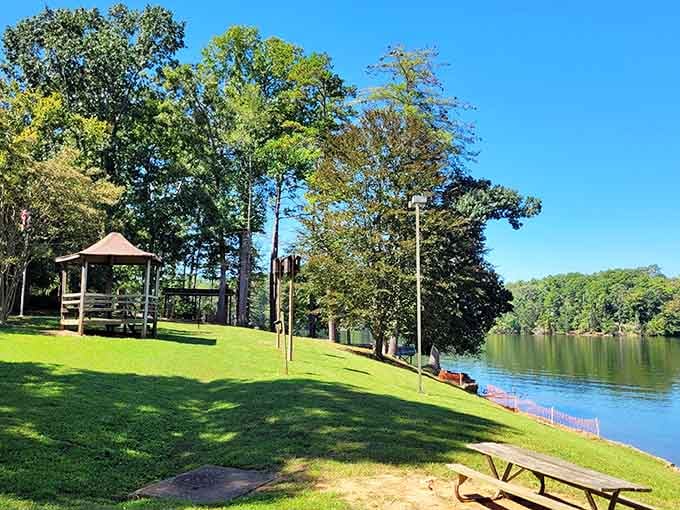 Geitner Park offers lakeside tranquility where the only notifications you'll get come from actual birds, not angry tweets.
