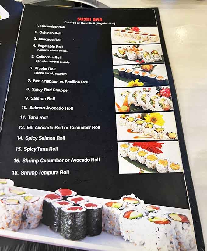 Eighteen different sushi options and you can order them all &ndash; this menu is basically permission to go wild.