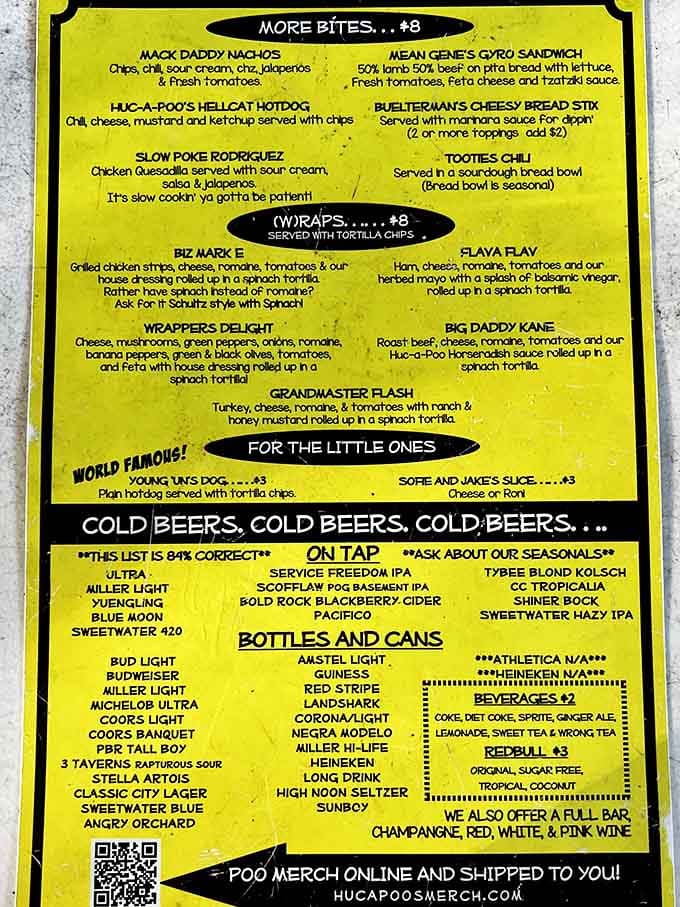 The menu's bright yellow matches the sunny disposition you'll have after reading these options.