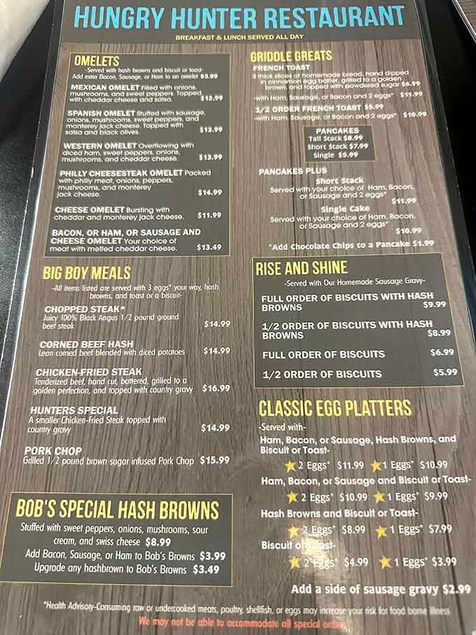 When a menu offers Bob's Special Hash Browns and Big Boy Meals, you know someone's taking breakfast seriously around here.