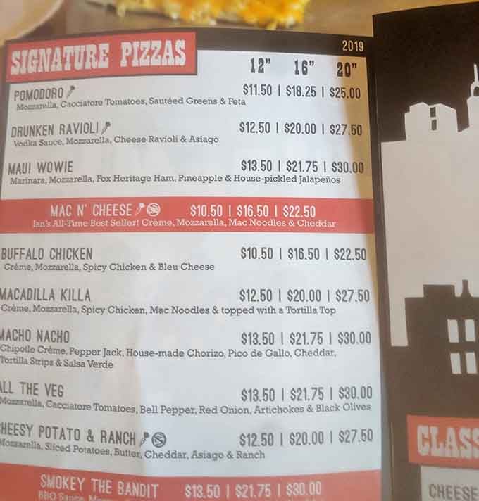 When a menu lists Mac N' Cheese as a pizza topping, you know you've found your people.