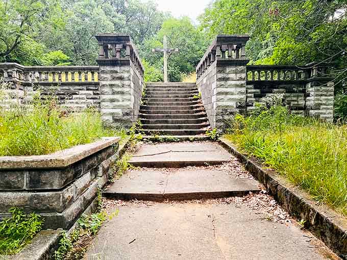 Historic staircases rising from the wilderness like something out of an Indiana Jones adventure.