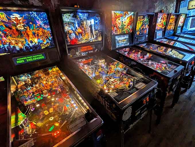 Each machine tells its own story through lights, bumpers, and that satisfying metallic clang of a well-played ball.