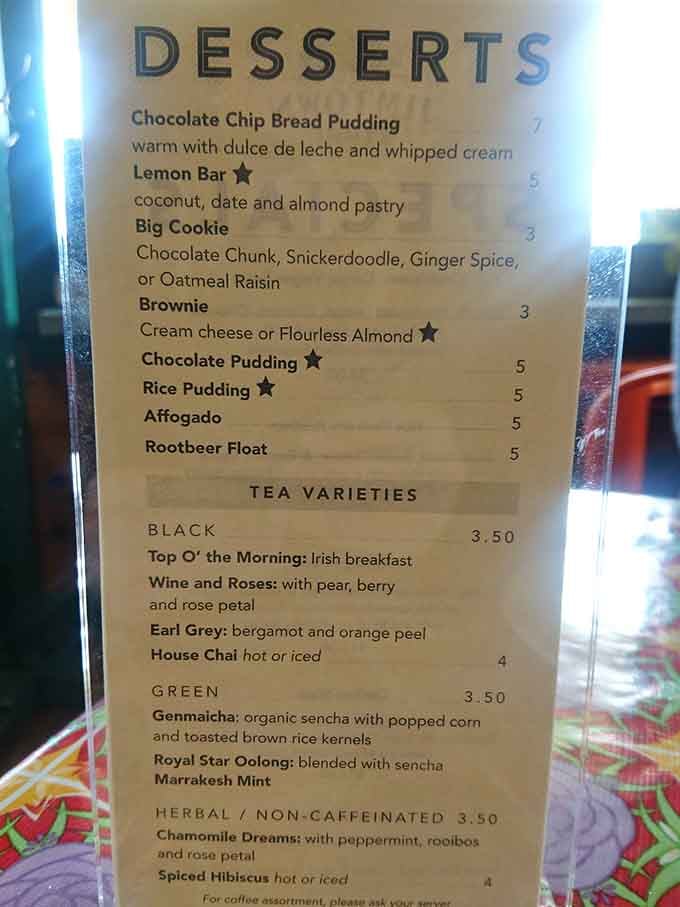 When dessert options include chocolate chip bread pudding and affogado, you know someone's taking your happiness seriously here.