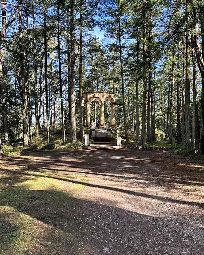 The forest path leads you in like a red carpet, except instead of paparazzi, you get Douglas firs.