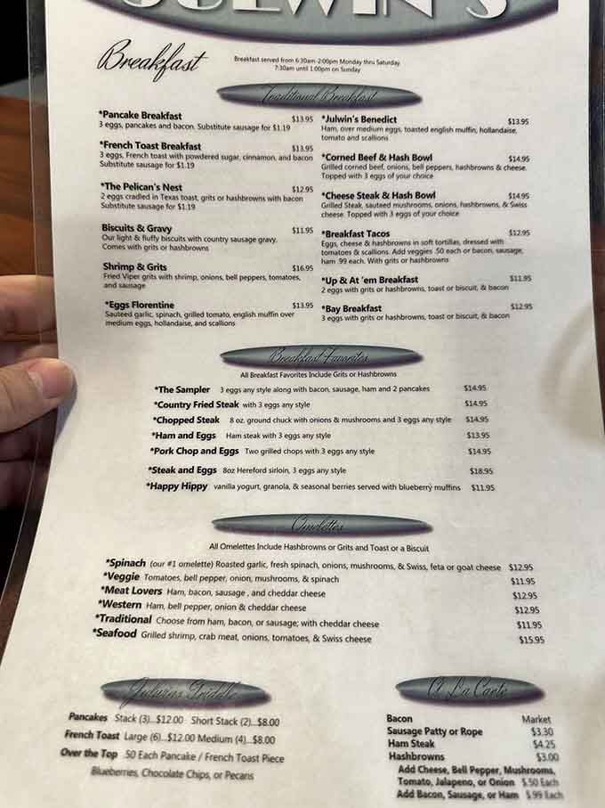 This menu reads like a greatest hits album of breakfast, every item a chart-topper waiting to happen.