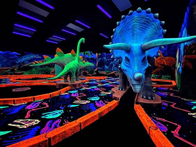 Welcome to where neon meets the Cretaceous Period, and somehow it all makes perfect sense.