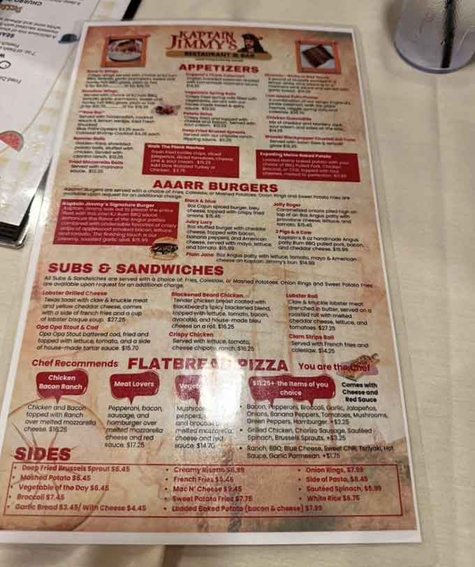 The menu reads like a treasure map where X marks every delicious spot you'll want to explore.