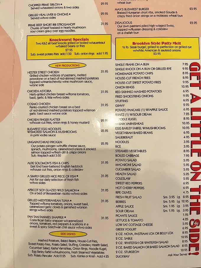 This menu reads like a greatest hits album, except every track is a certified banger.