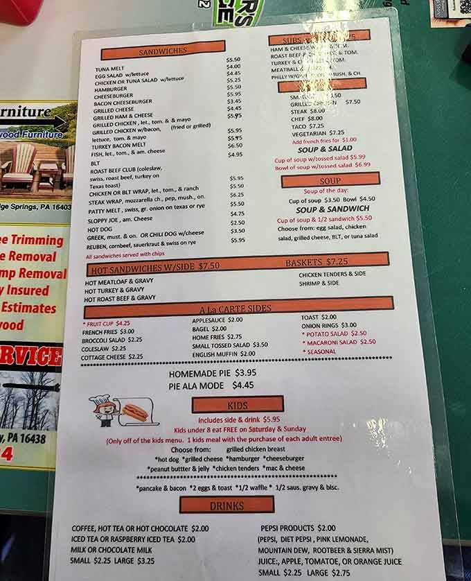 When the menu offers homemade pie and kids eat free on weekends, you know someone's doing it right.