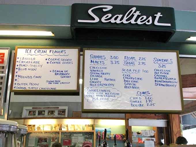 The Sealtest sign and handwritten menu boards prove that some things don't need updating, upgrading, or an app.