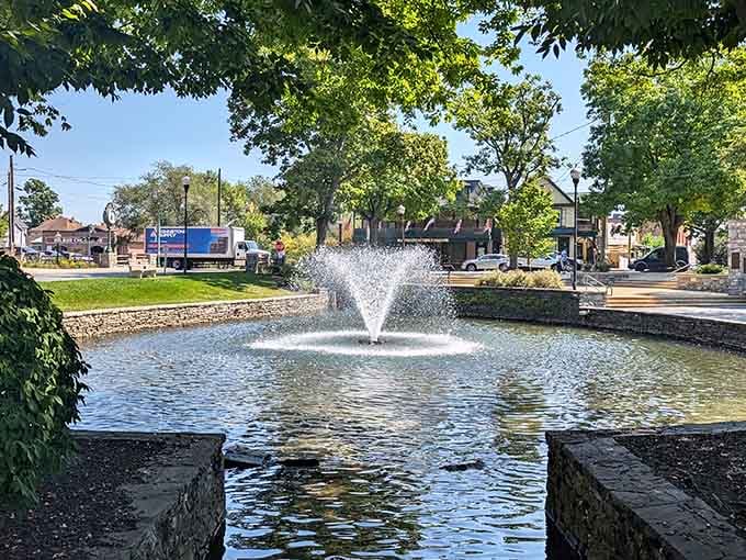 This fountain has been the town's gathering spot for generations, proving that good design never goes out of style.