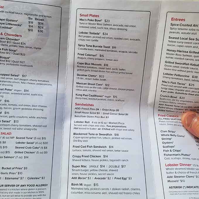 This menu reads like a love letter to the Atlantic Ocean, with options for every seafood craving imaginable.