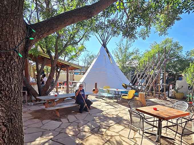 Planet Marfa's outdoor oasis proves that dining under a teepee beats any stuffy restaurant any day of the week.