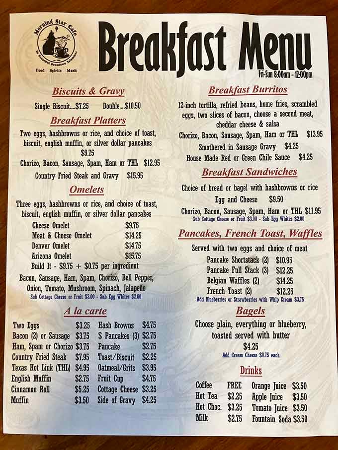 This menu reads like a love letter to breakfast, with country fried steak playing the romantic lead.