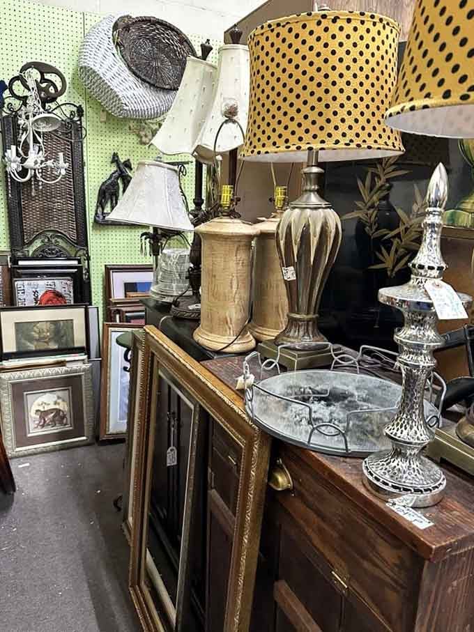 Those polka-dot lampshades alone could inspire an entire home makeover, and that's just one corner.