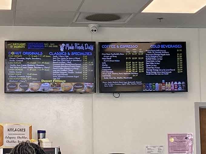 When the menu board lists this many options, you know someone's been busy since before dawn.