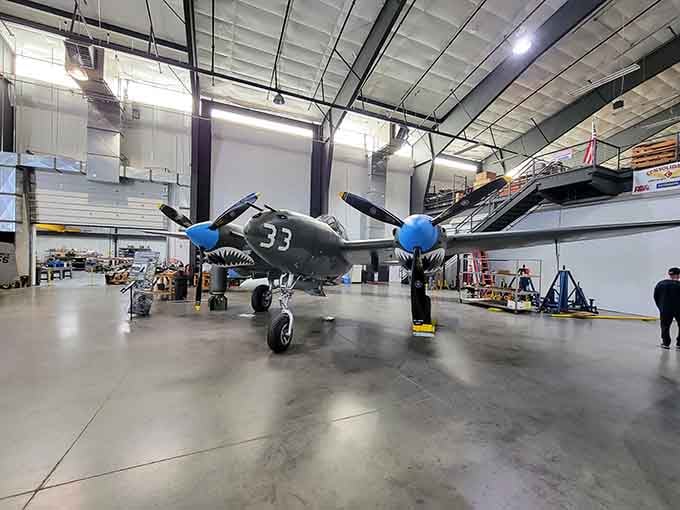 When a P-38 Lightning shares hangar space with you, suddenly your car doesn't seem so impressive anymore.