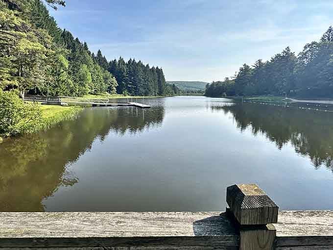 The lake stretches out like liquid glass, inviting you to leave your worries on the shore and float away.