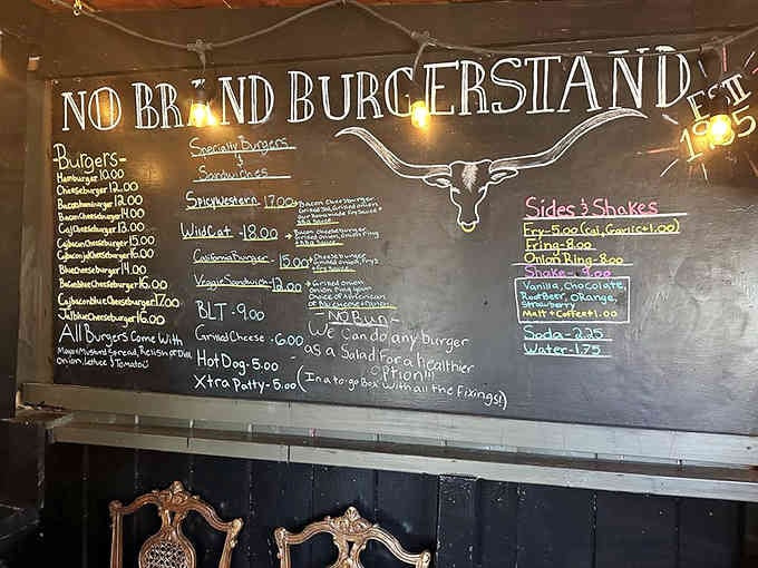 The handwritten chalkboard menu proves that the best restaurants don't need fancy printing, just honest offerings and good chalk.