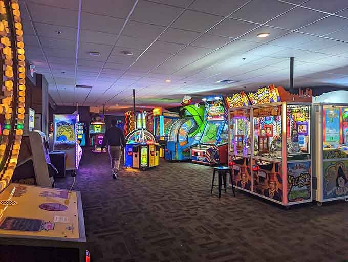 Colorful arcade games line up like soldiers ready for battle, each one begging for your attention.