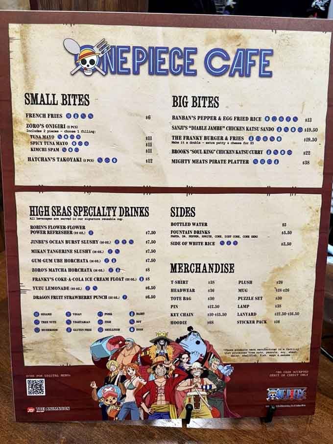 When the menu features Zoro's Onigiri and Sanji's specialties, you know someone here truly understands the assignment.