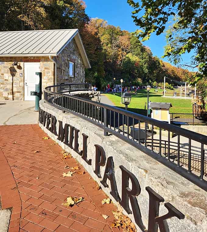 River Mill Park: where the only thing flowing faster than the water is your stress leaving your body.