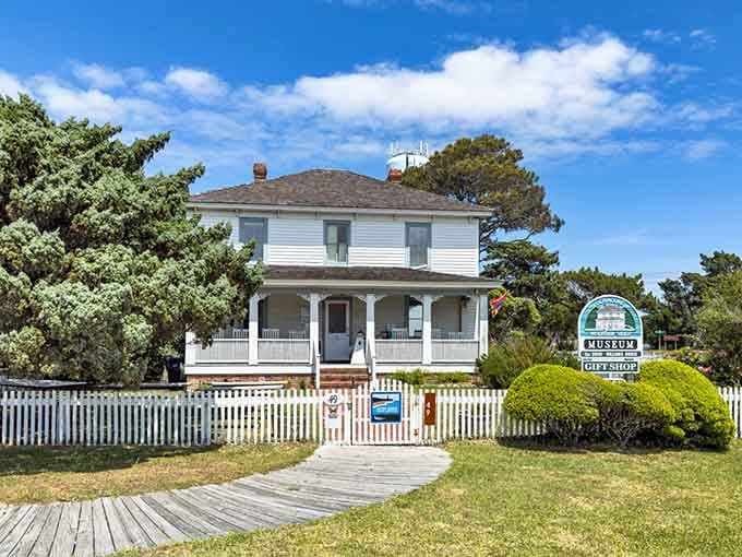 The Ocracoke Preservation Society keeps history alive in this charming white cottage surrounded by coastal greenery.