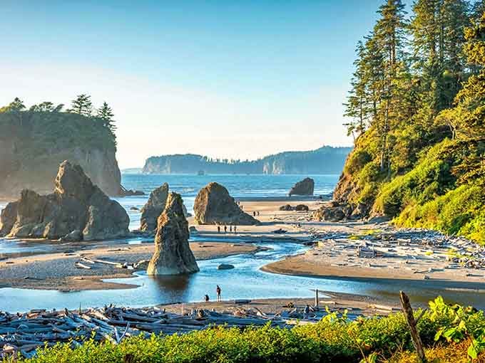 Ruby Beach's sea stacks rise from the Pacific like nature's own chess pieces, ready for the ultimate game.