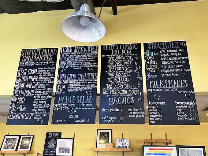 Hand-lettered menus tell you everything you need to know: someone here actually cares about your lunch.