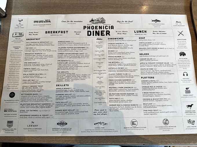 This isn't your average laminated menu, it's a roadmap to breakfast bliss with options that'll make decision-making delightfully difficult.