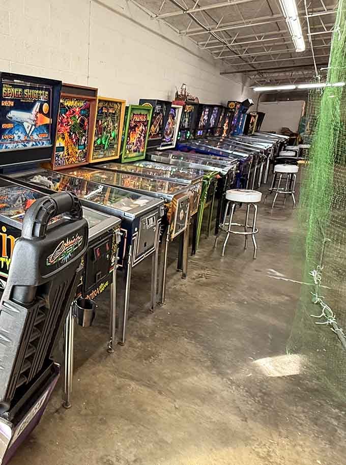 When pinball machines line up like this, you know someone takes their silver ball seriously.