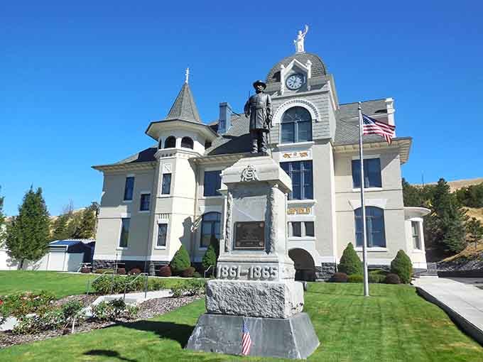 The Garfield County Courthouse stands proud like a Victorian wedding cake that somebody actually maintained properly for once.
