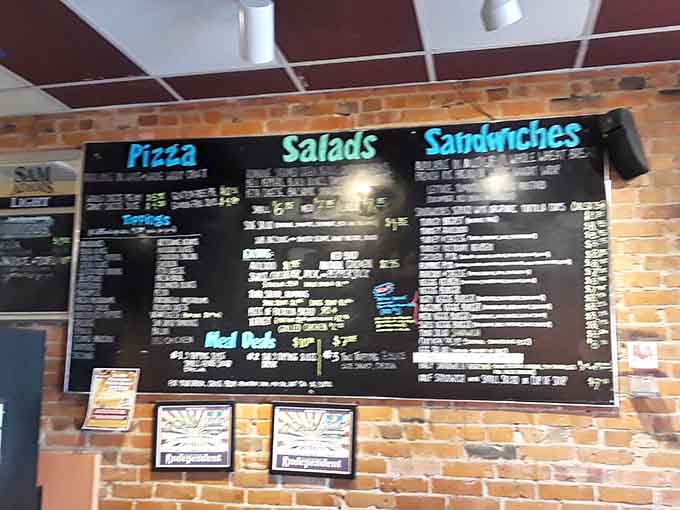 When your menu offers pizza, salads, and sandwiches all on one board, you know they're serious about variety.