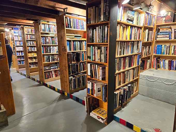 The basement level feels like discovering Narnia, except instead of a wardrobe, you walked down some stairs.