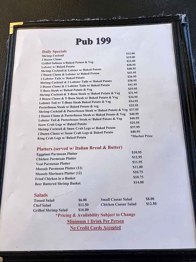 The menu reads like a greatest hits album of surf and turf, with portions that mean serious business.