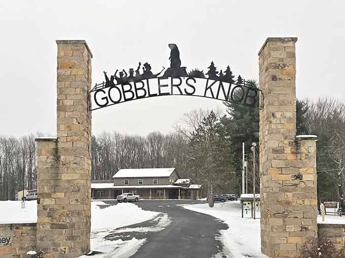 The entrance to Gobbler's Knob welcomes visitors to the most famous weather forecasting site in America.