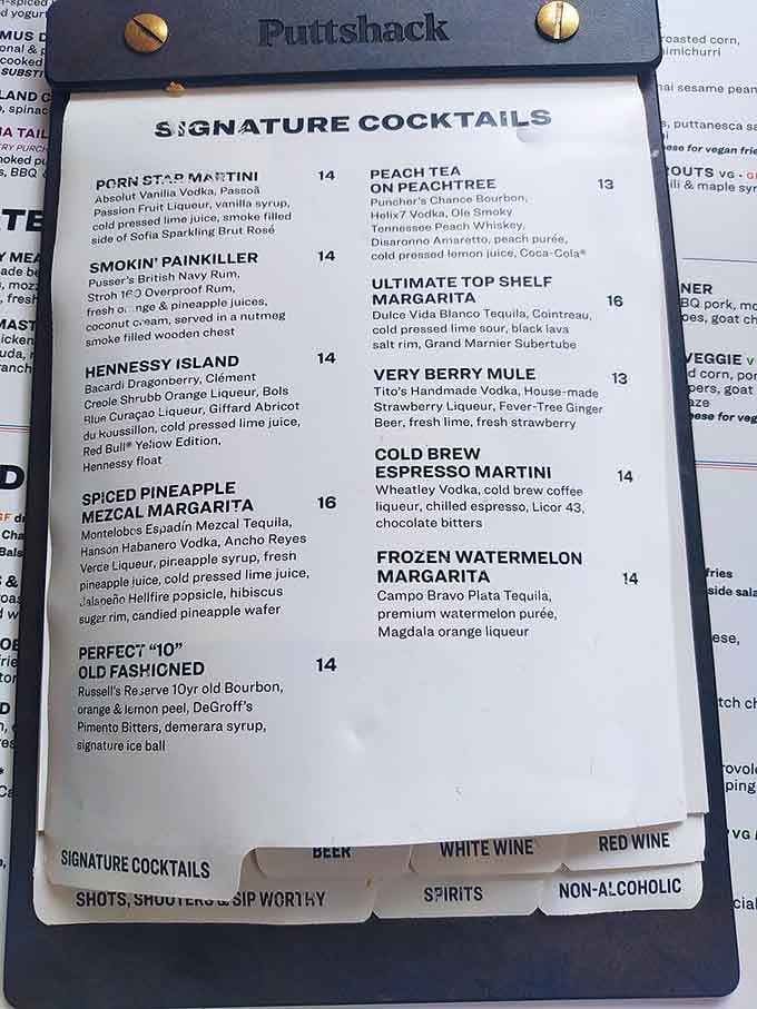 This cocktail menu reads like a greatest hits album, each drink more creative than your last putting strategy.