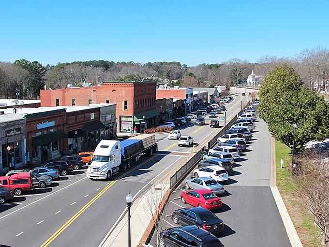 Main Street vibes where you can grab last-minute s'mores ingredients without driving to the next county.